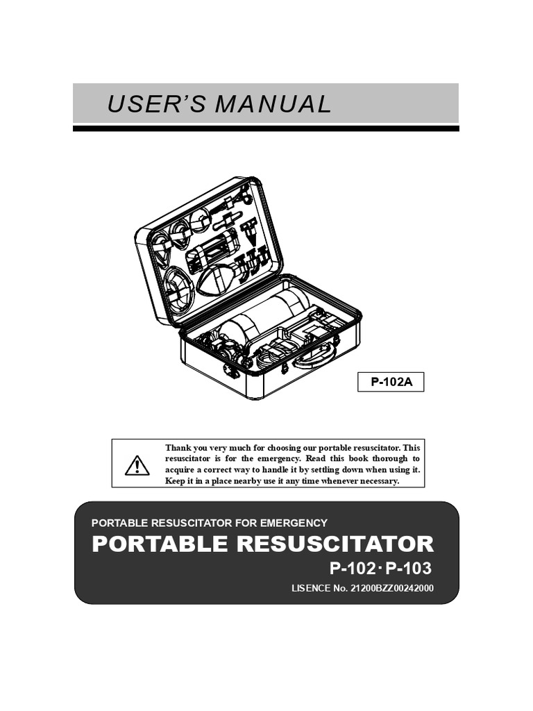 Resuscitator Manual P-102a | PDF | Sterilization (Microbiology) | Respiratory Tract