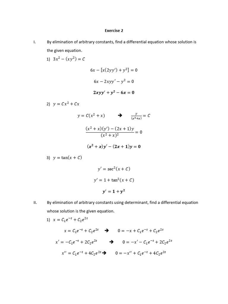 Exercise 2 Answer Key Pdf Mathematical Objects Equations