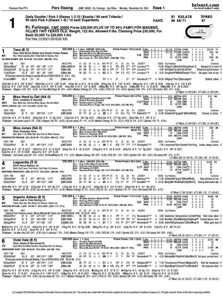 1 - Parx Racing PP-1 | PDF | Thoroughbred Families | Thoroughbred ...