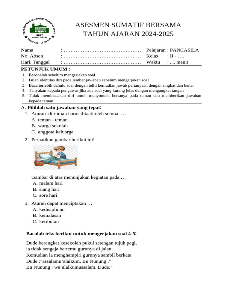 Soal - Pancasila - ASB - 2 - 2425 | PDF