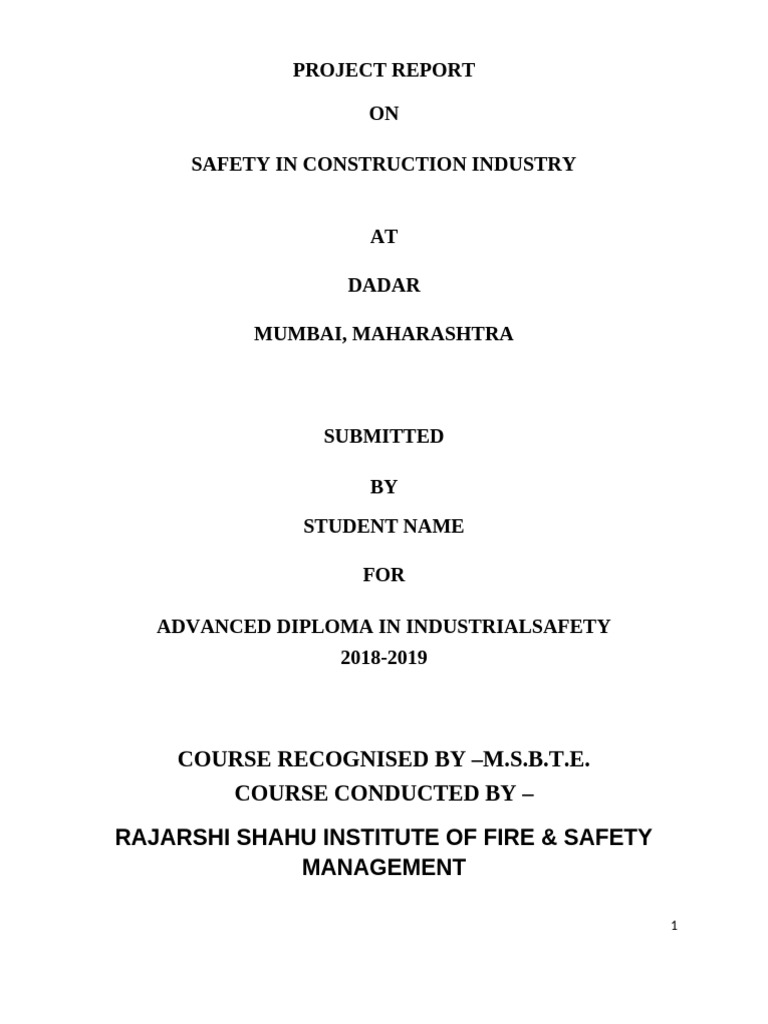 Safety in Construction Industry Report | PDF | Safety | Risk