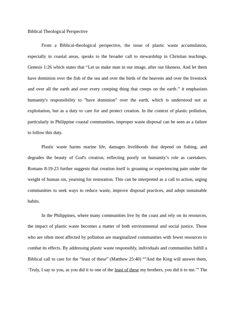 Biblical Theological Perspective | PDF | Genesis Creation Narrative ...