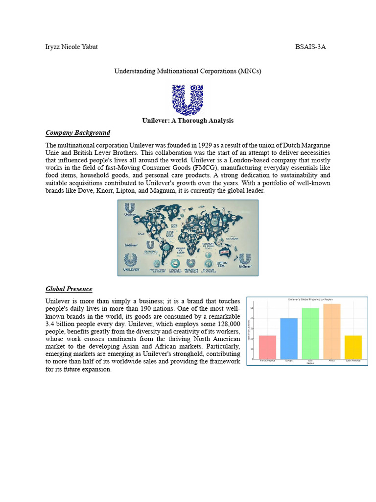MNCs - MasEco Activity | PDF | Unilever | Multinational Corporation