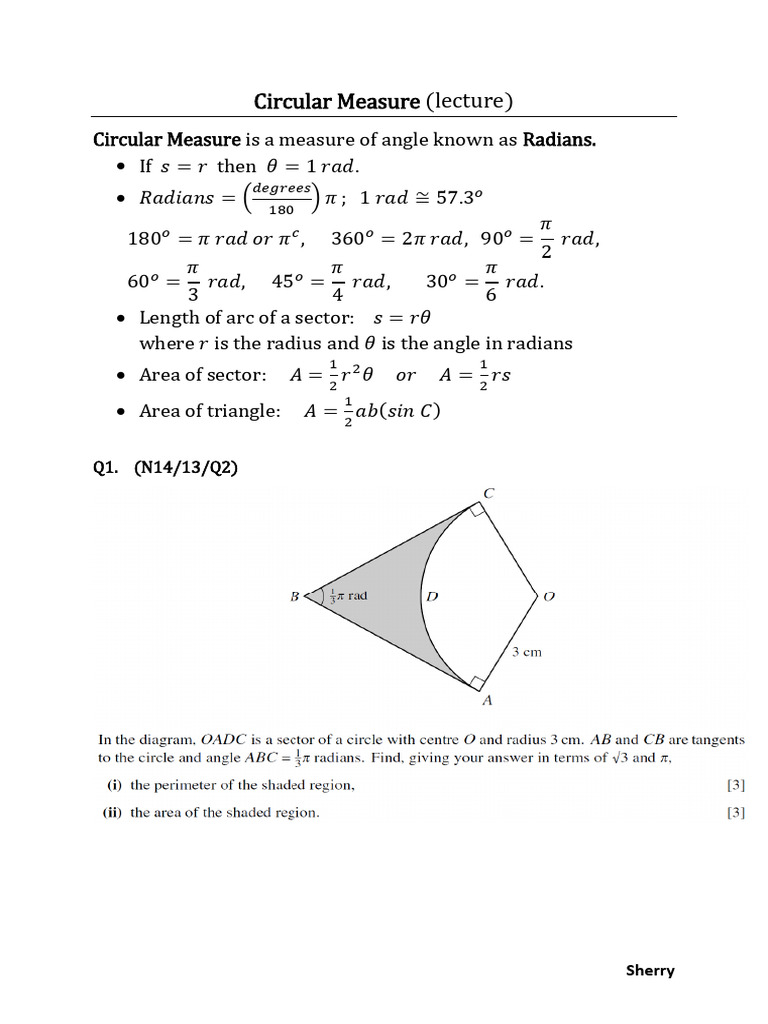 6 - Circular Measure (lecture) | PDF