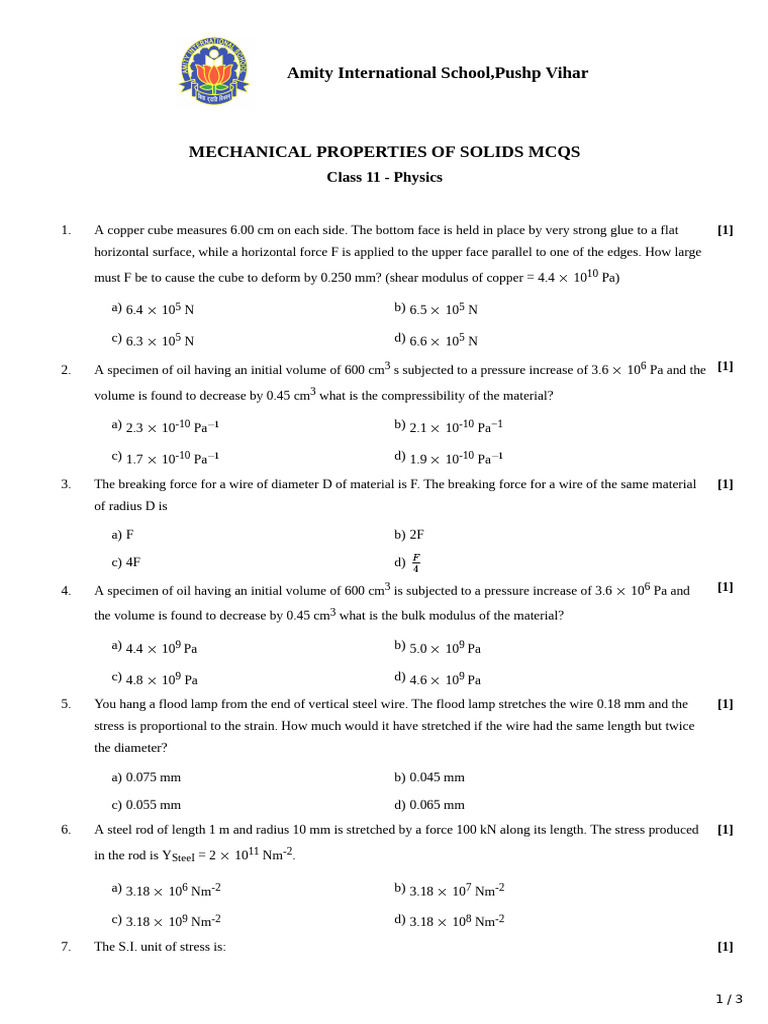 question-1719274 | PDF | Young's Modulus | Elasticity (Physics)