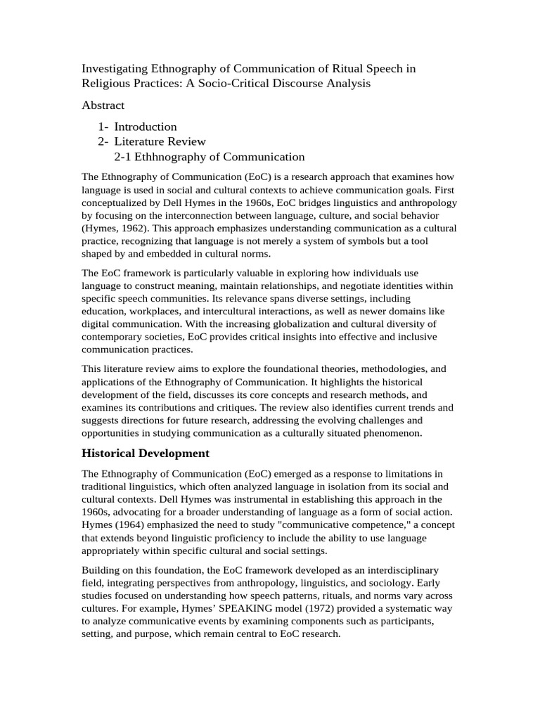 Investigating Ethnography of Communication of Ritual Speech in ...