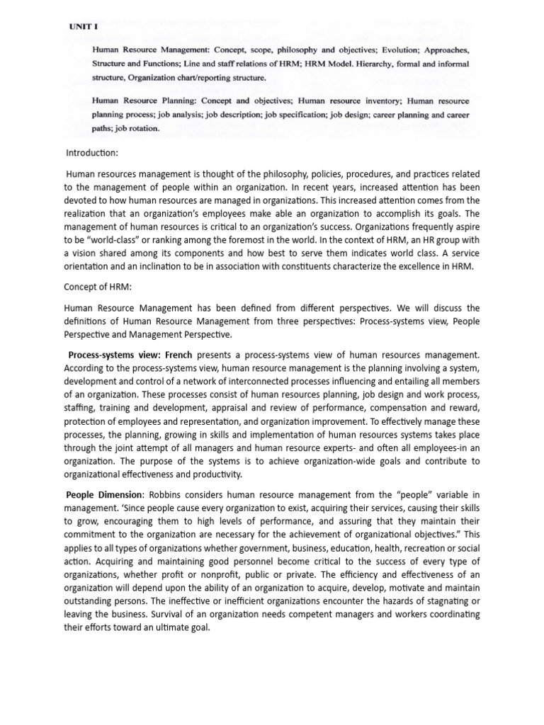Unit 1_HRM | PDF | Human Resource Management | Forecasting