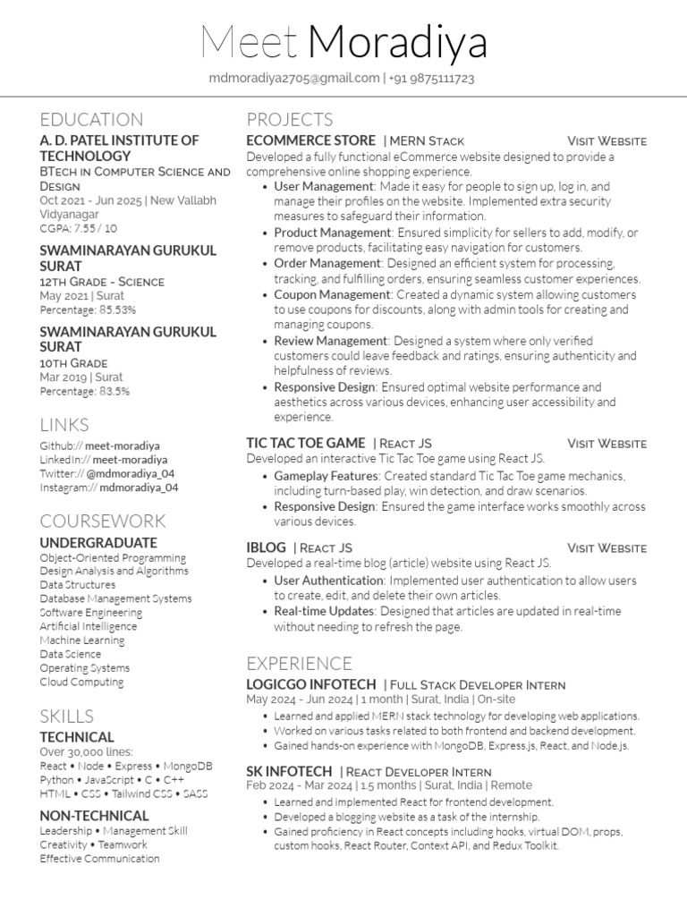 Meet_Moradiya_Resume | PDF | Software Development | Software