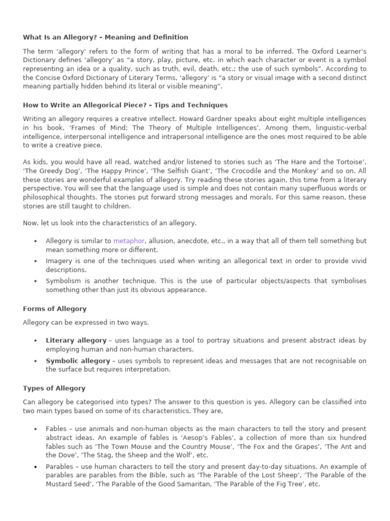 What Is an Allegory | PDF | Allegory | Parable