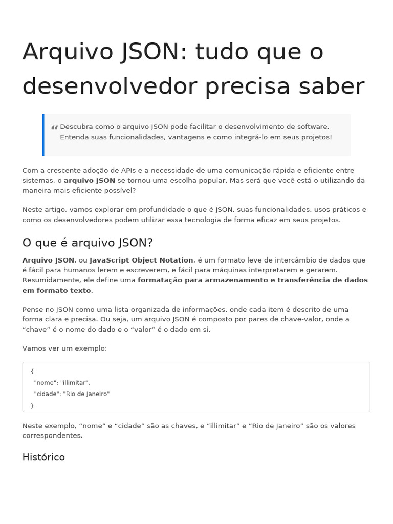 JSON: Guia Completo para Desenvolvedores | PDF | Json | XML