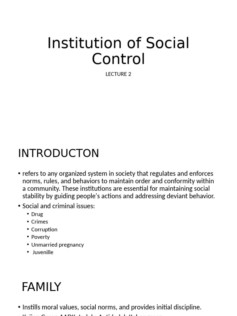 Nota Kuliah 2 Institution Of Social Control Pdf
