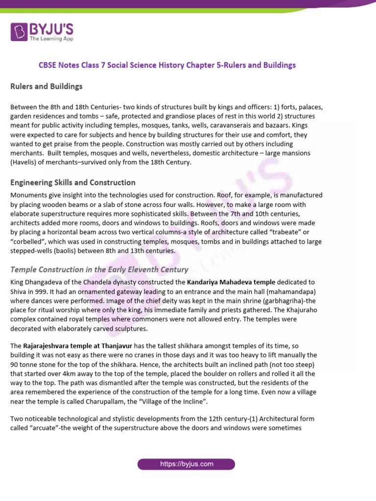 Class 7 History: Rulers & Buildings | PDF