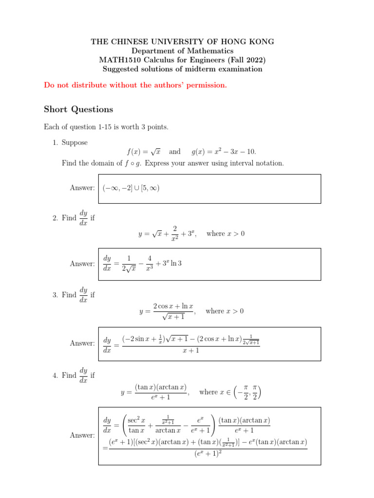 2022 midterm sol | PDF | Calculus | Mathematics