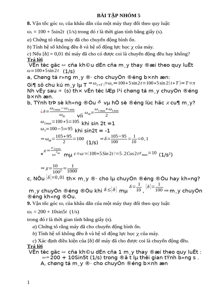 NHÓM 5B - BÀI TẬP VỀ ĐỘNG LỰC HỌC CƠ CẤU | PDF