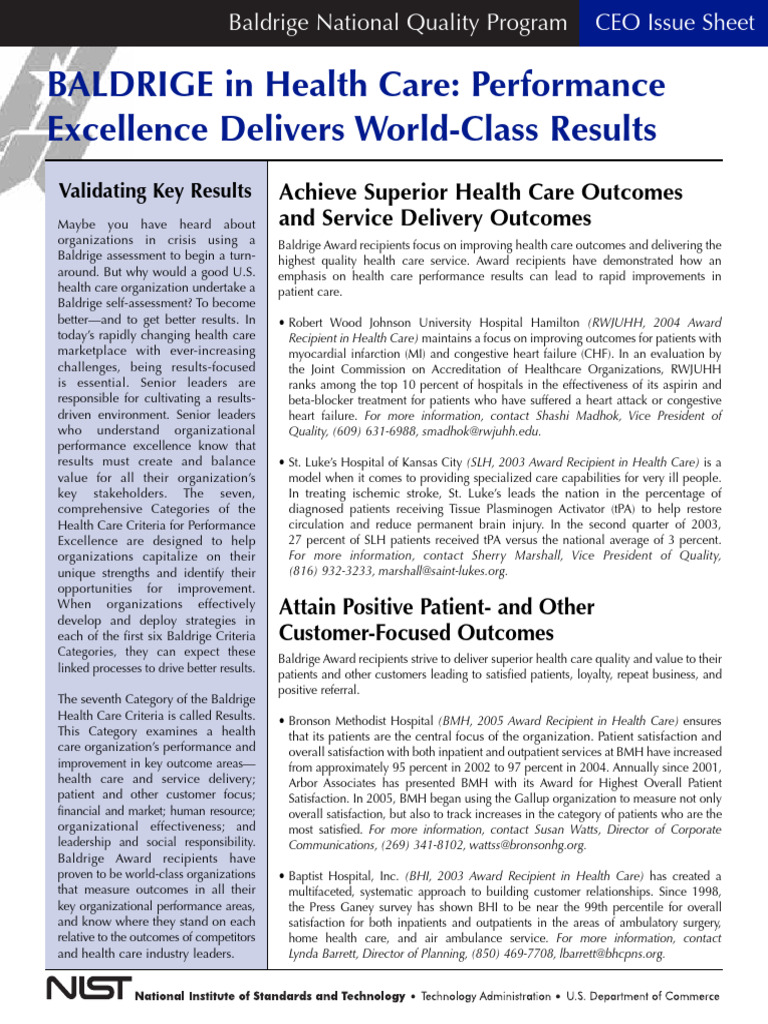 Issue Sheet HC Excellence | PDF | Health Care | Patient