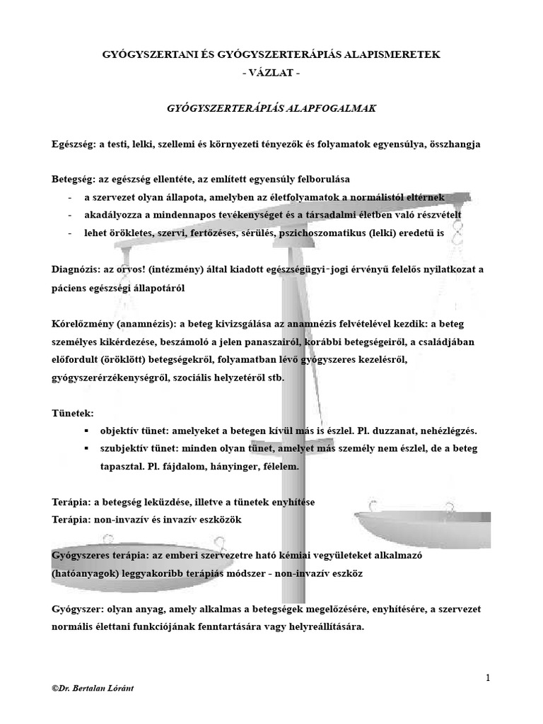 Bevezeto Gyogyszertan Es Terapia Vazl | PDF