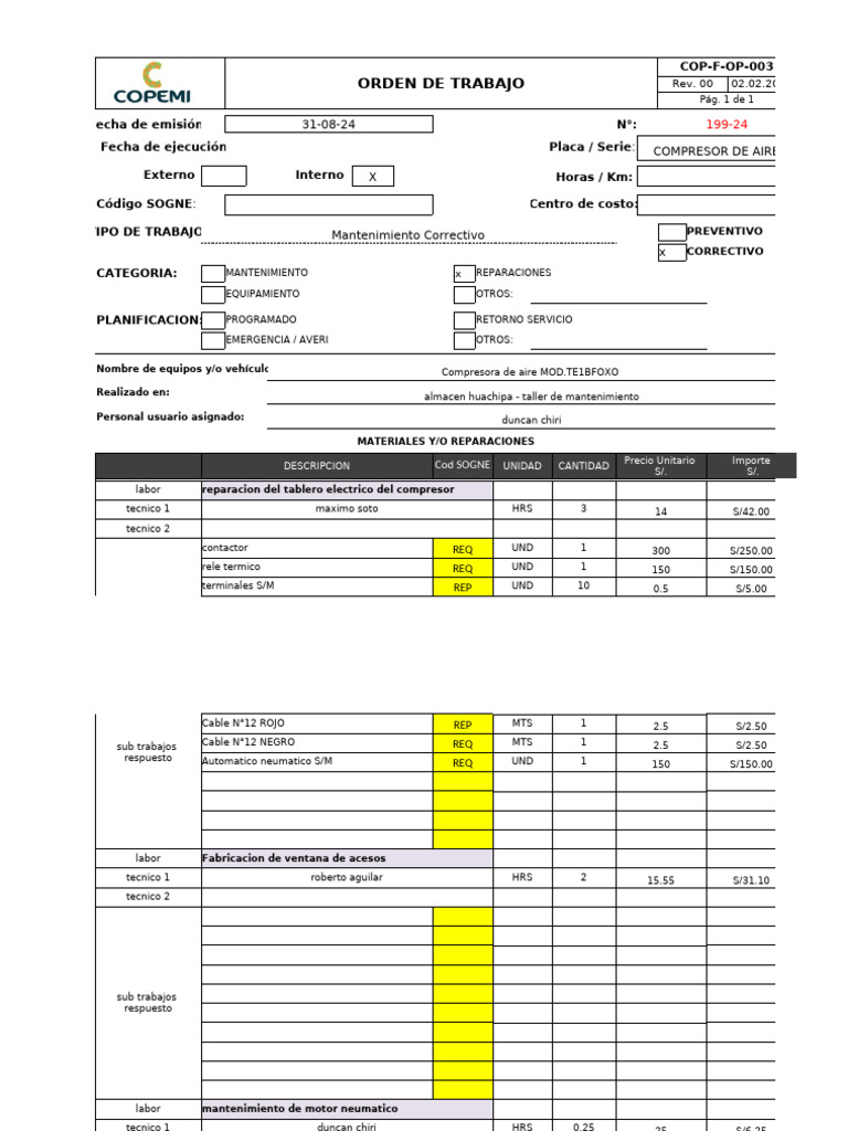 OT 199-24 - COMPRESOR DE AIRE MOD.TE1BFOXO | PDF | Tecnología de ...