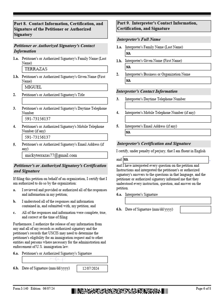 I-140 Petitioner & Interpreter Info | PDF | Immigration To The United ...