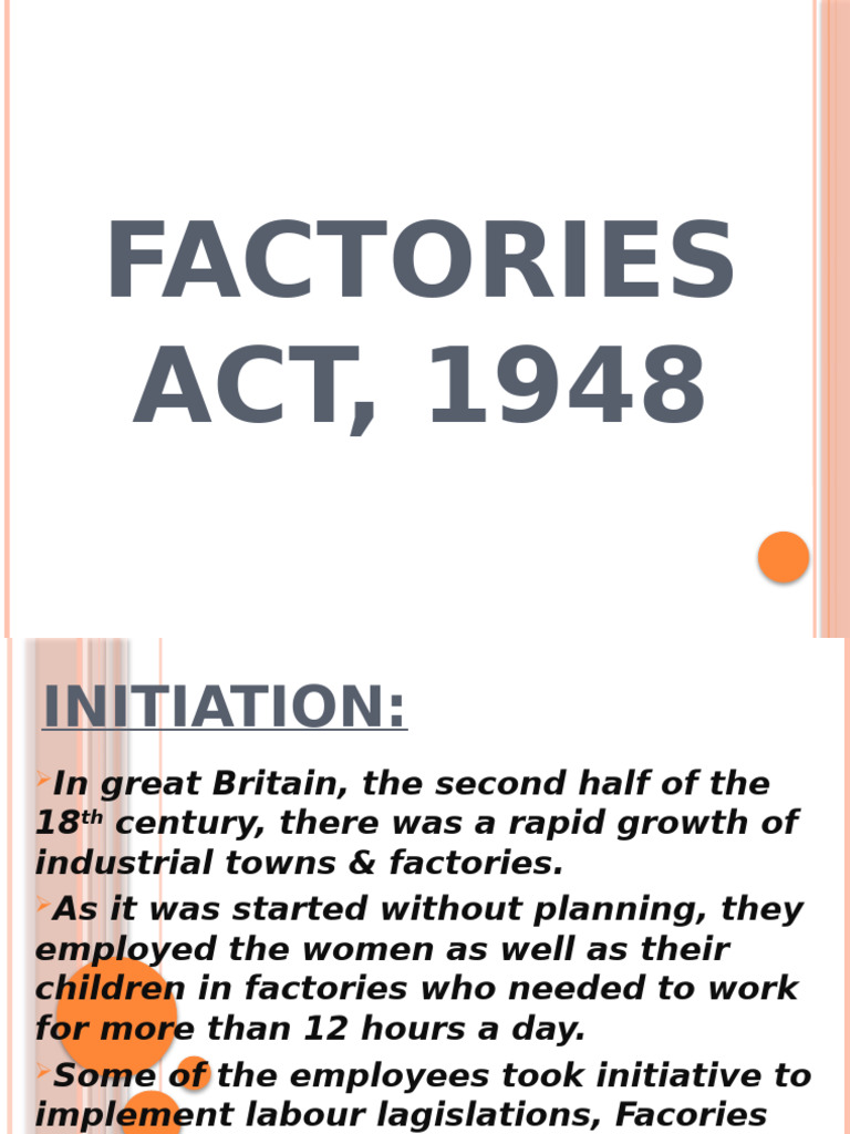 Overview of the Factories Act, 1948 | PDF | Employment | Toxicity