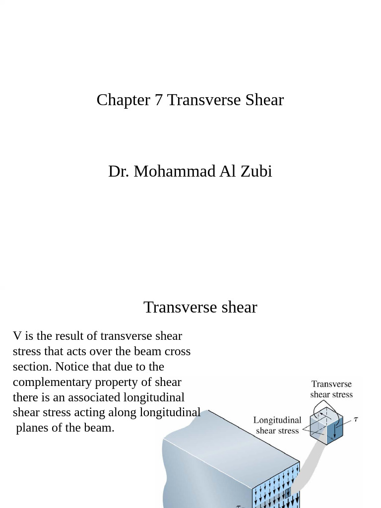 Chapter 7 Transverse Shear & Tutorials (Part 1) | PDF | Strength Of ...