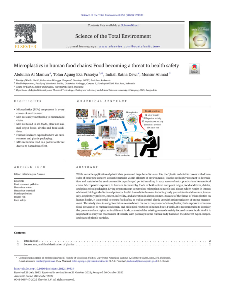 Microplastics in human food chains: Food becoming a threat to health ...