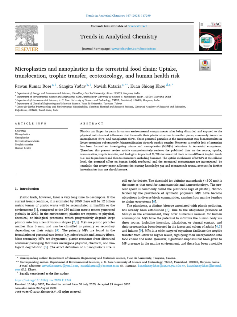 Microplastics in Terrestrial Food Chains | PDF | Soil | Root