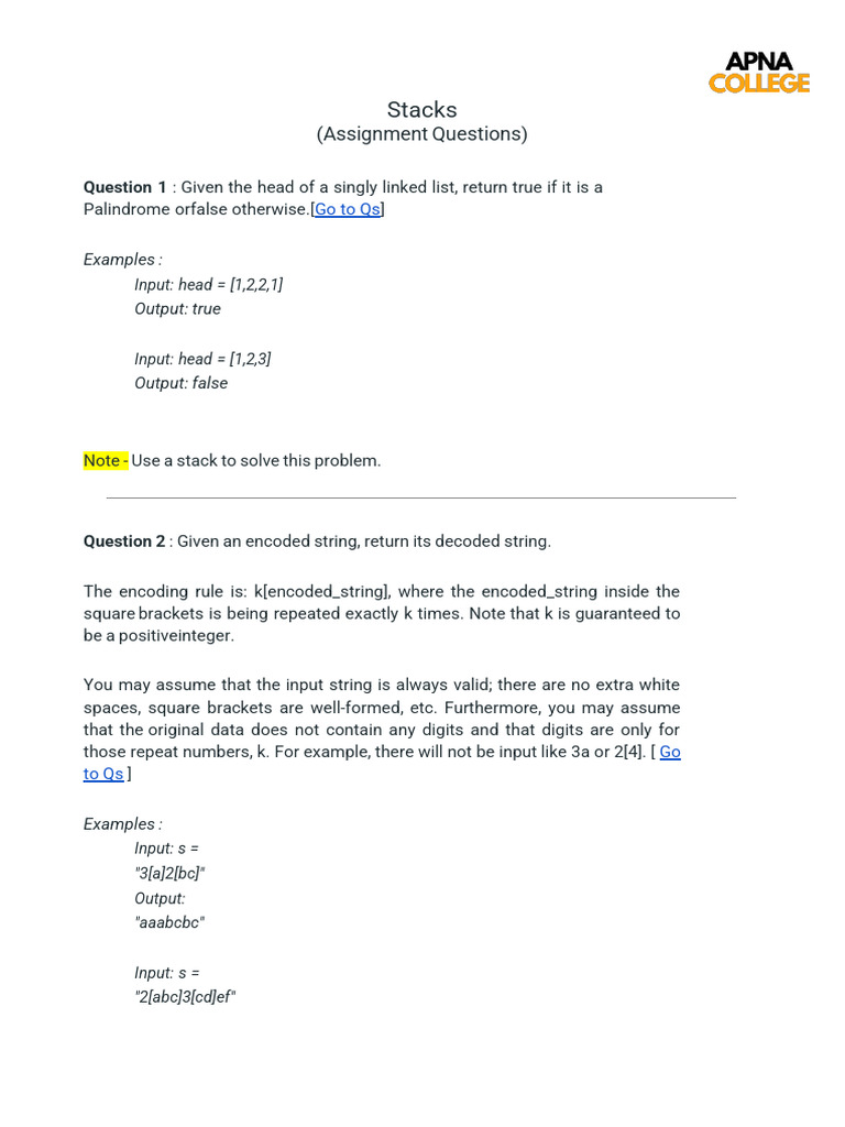 Stack-Based Coding Challenges | PDF