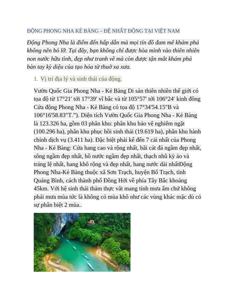 Động Phong Nha Kẻ Bàng Huyền Trang | PDF