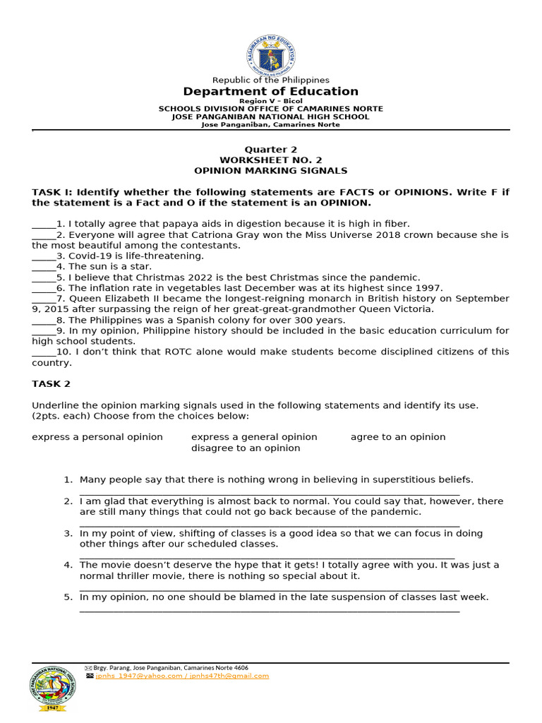 Quarter-2_WORKSHEET-2-1 | PDF