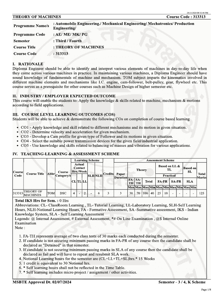 313313_theory of Machines | PDF