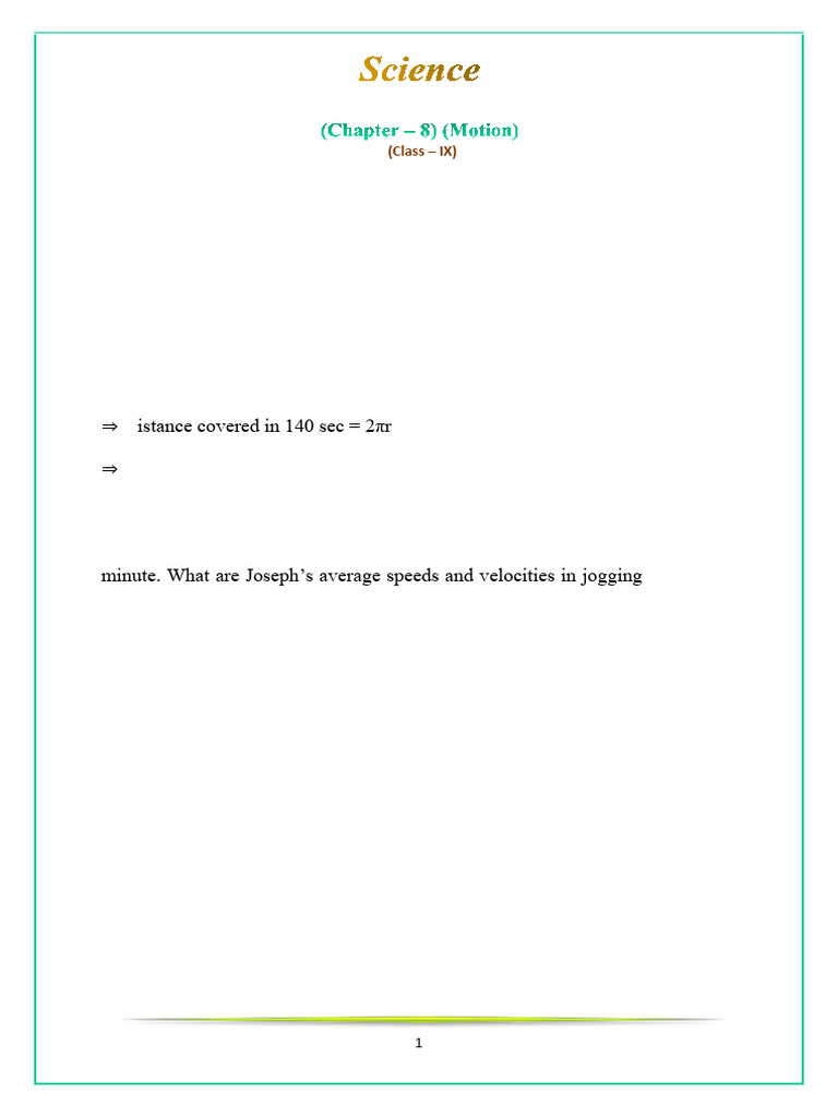 Class 9th Science Motion Chapter | PDF | Acceleration | Speed