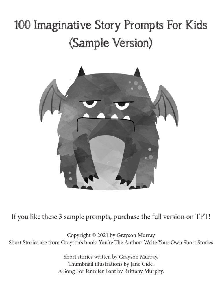 100 Imaginative Story Prompts For Kids (Sample Version) | PDF