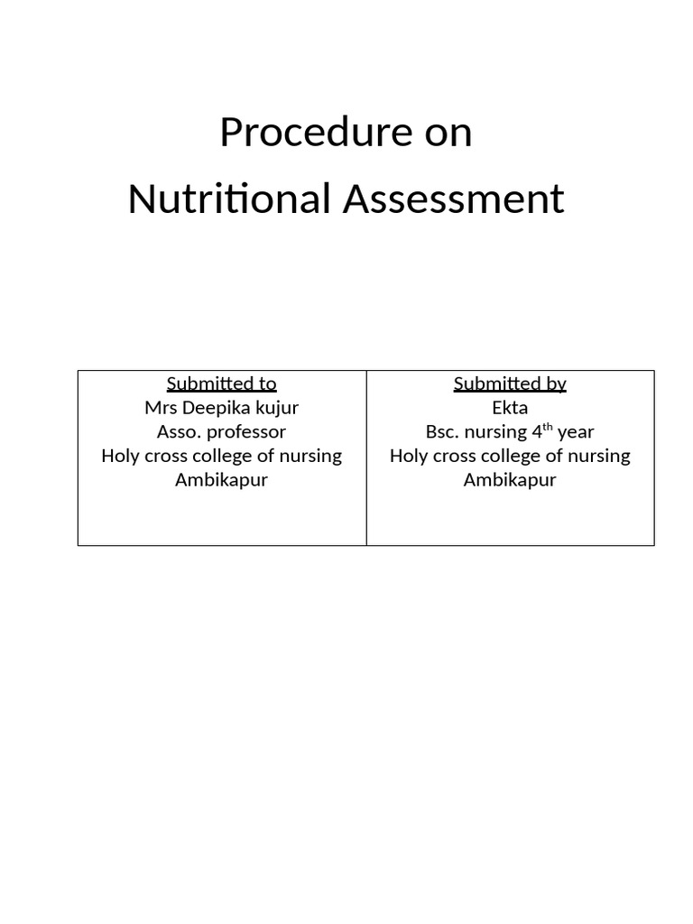 Nursing Nutritional Assessment Guide | PDF