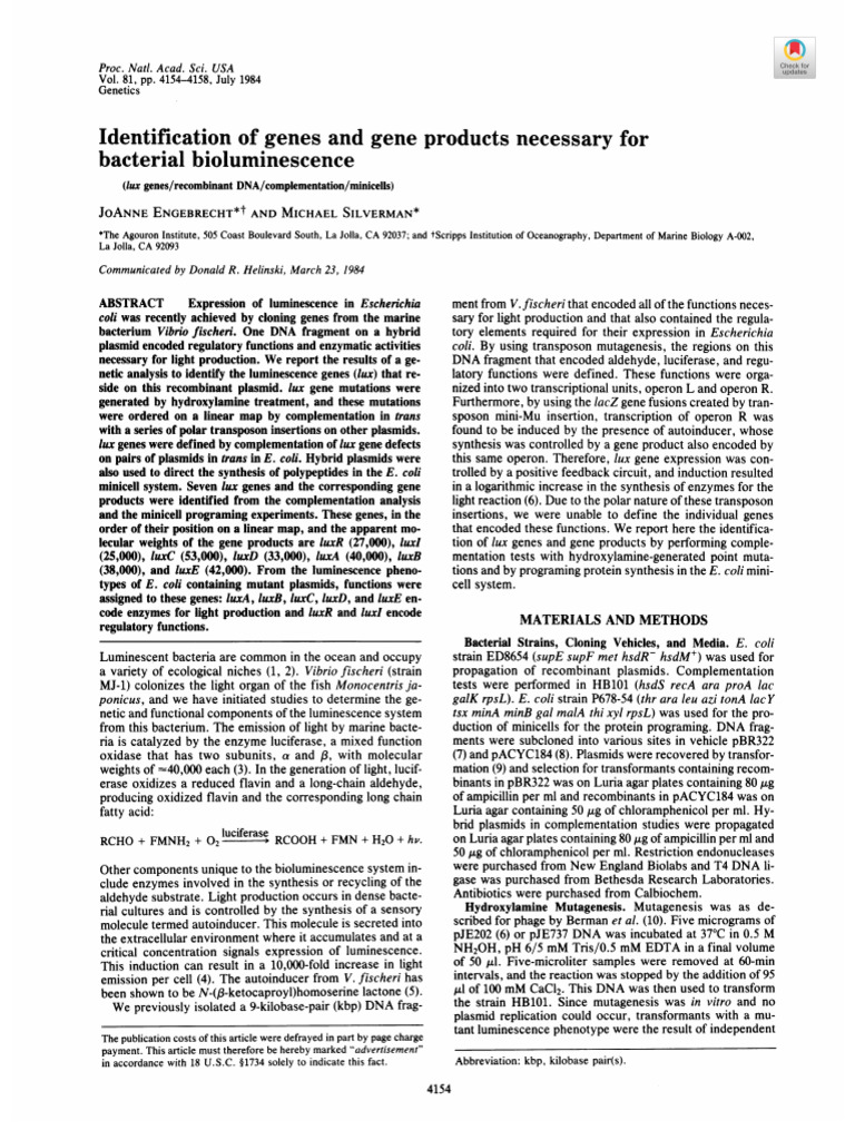 Identification of Bacterial Lux Genes | PDF | Gene | Plasmid