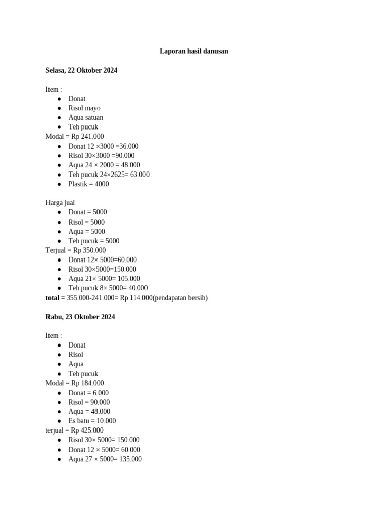 LAPORAN HASIL DANUSAN | PDF