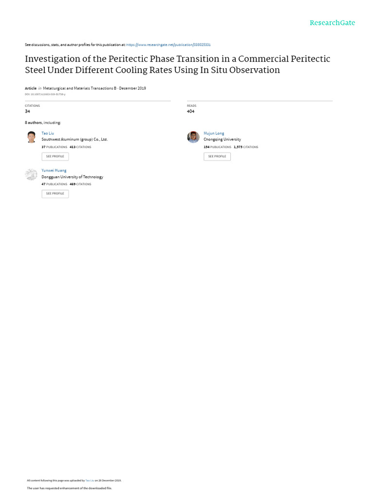 Investigationofthe Peritectic Phase Transitionina Commercial Peritectic ...
