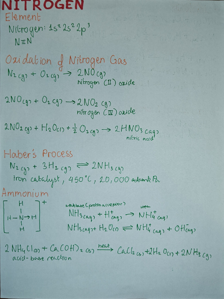 Nitrogen Compounds and Reactions Overview | PDF