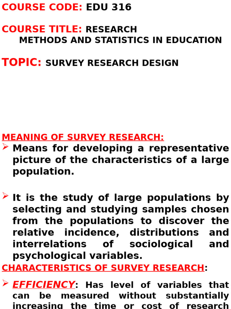 Survey Research Design | PDF | Survey Methodology | Sampling (Statistics)