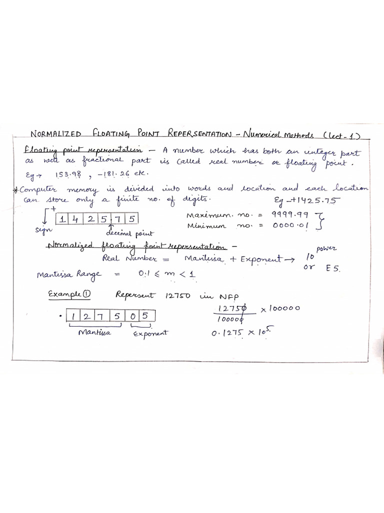 N.M. (Lect-1) Normailzed Floating Point | PDF