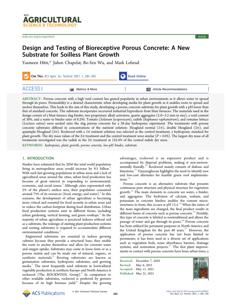 Bioreceptive Porous Concrete for Plants | PDF | Concrete | Cement