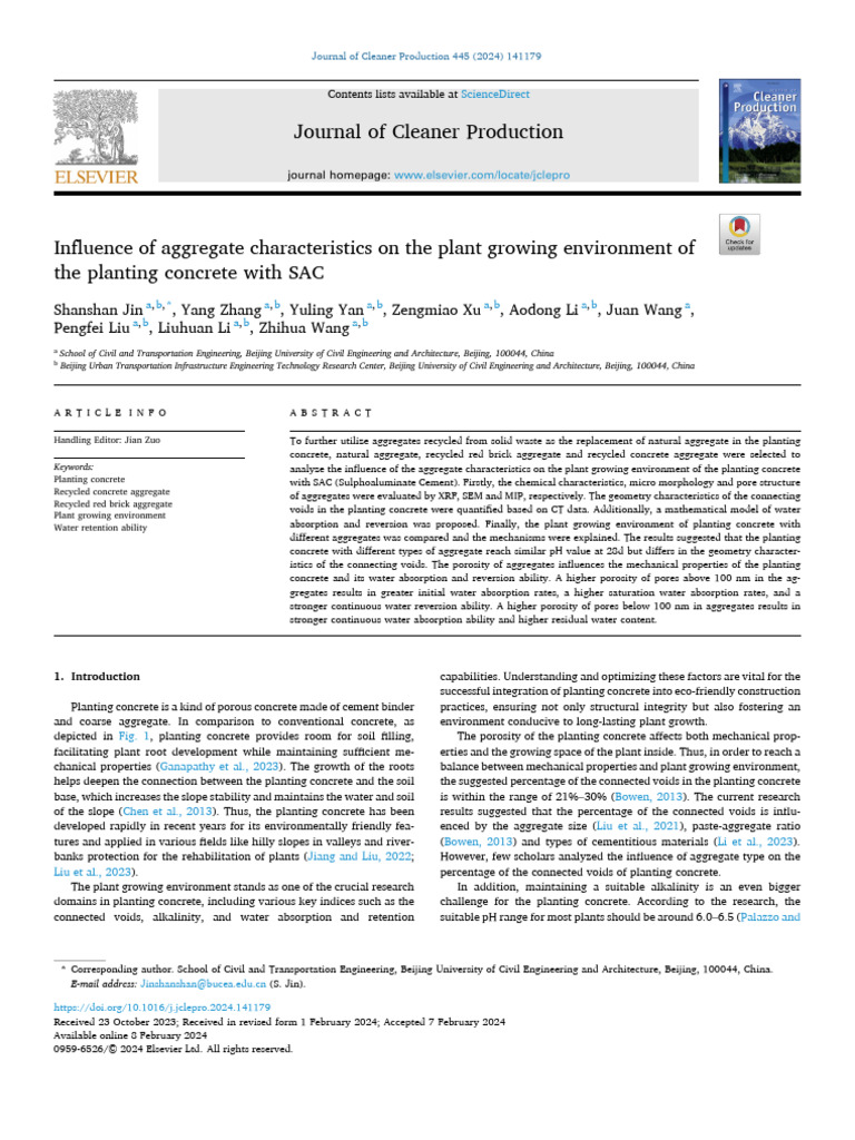 Influence of Aggregate Characteristics On The Plant Growing Environmet ...