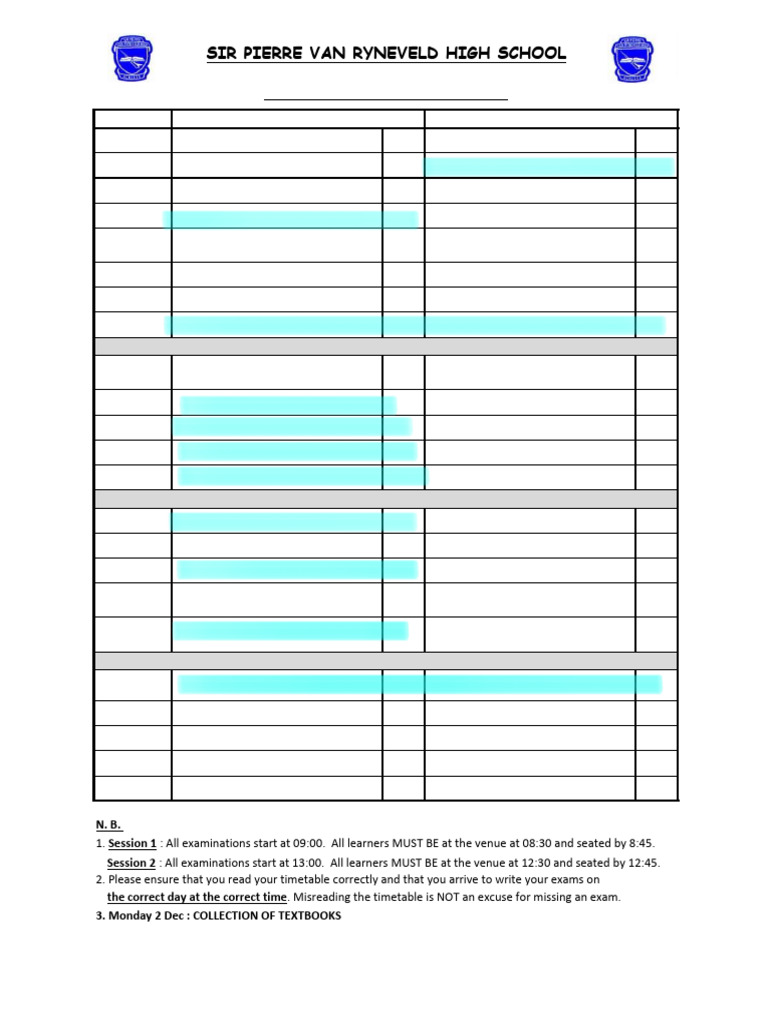 Grade 11 Final Exam Timetable 2024 | PDF | Science
