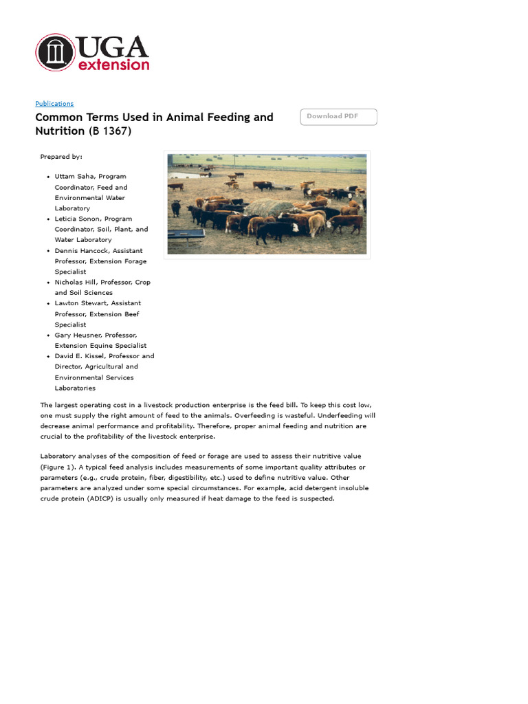 Common Terms in Animal Nutrition | PDF | Carbohydrates | Diet & Nutrition