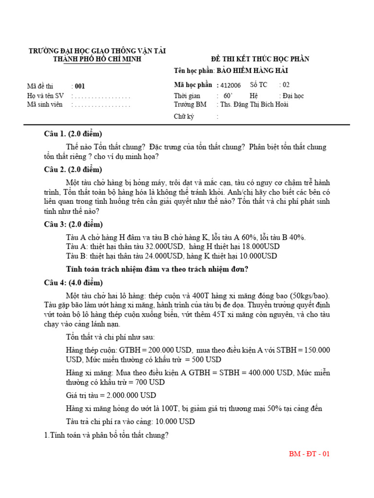 Đề-thi-môn-bhhh-1.9 | PDF