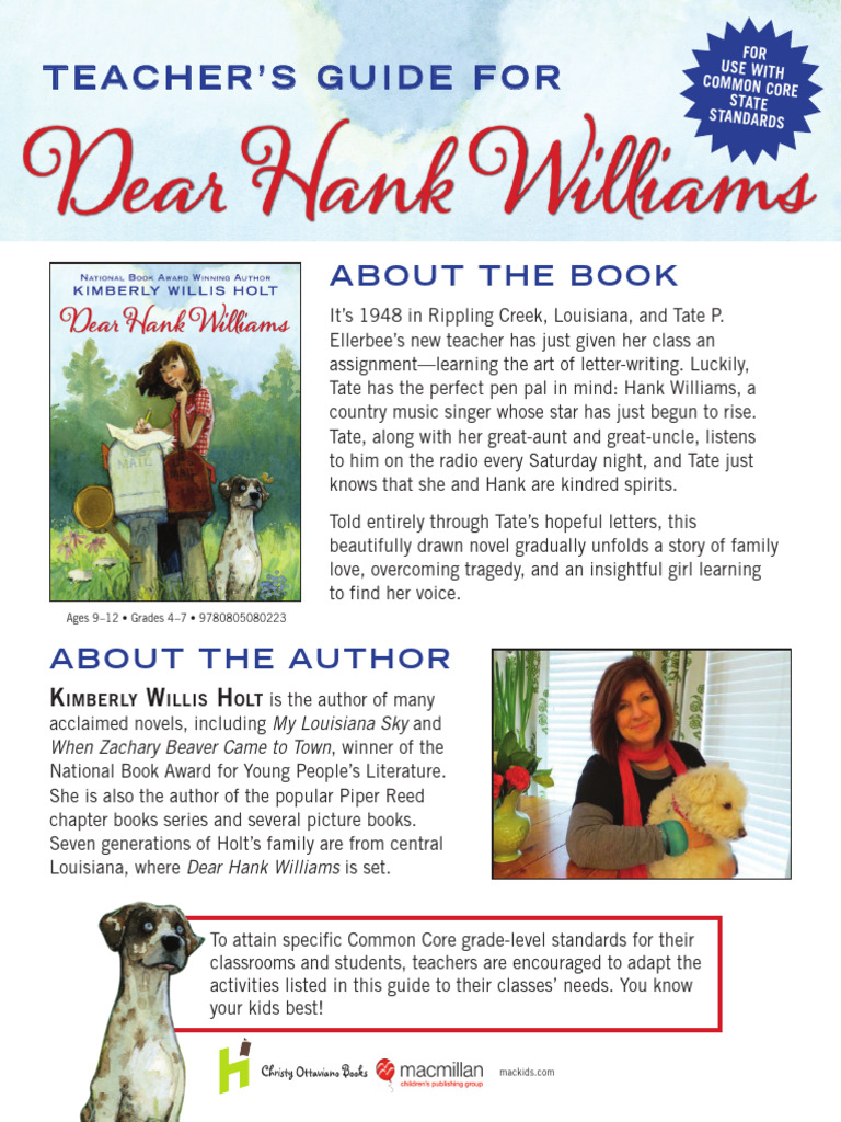 Dear Hank Williams Common Core Guide | PDF | Question | Human Communication