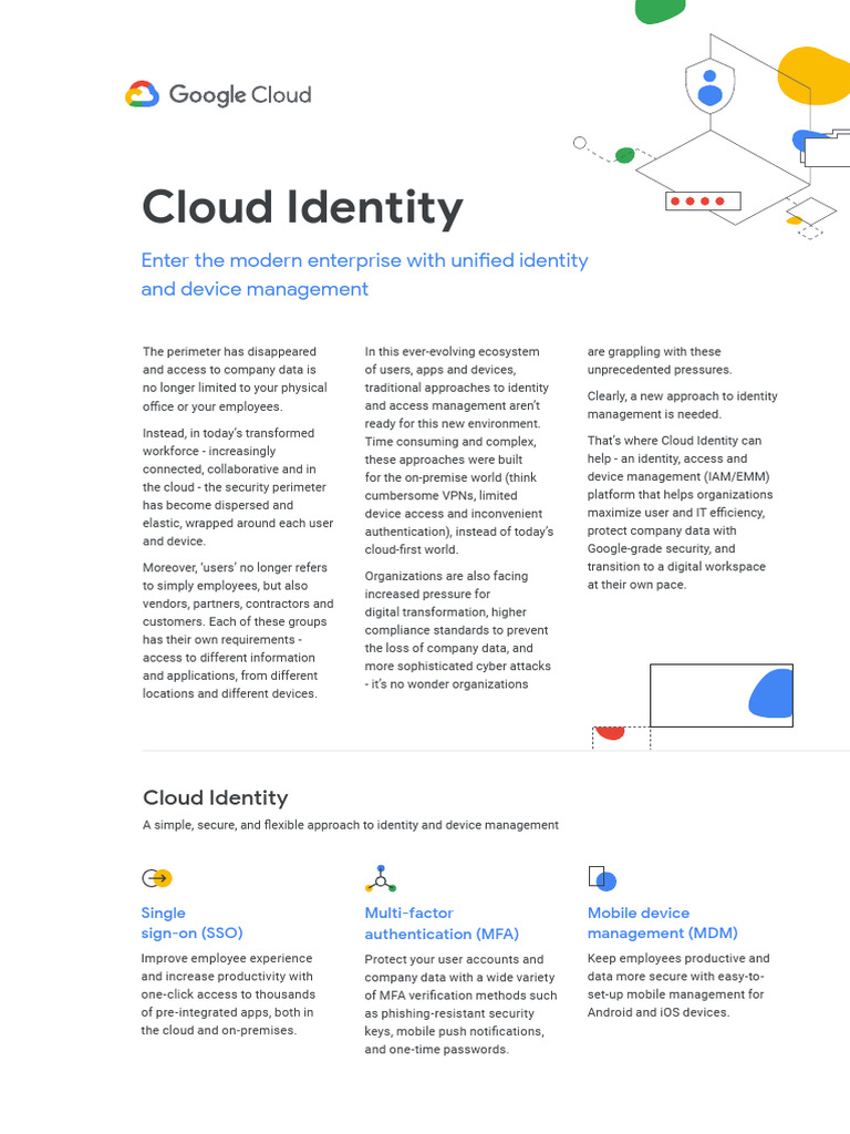 Cloud Identity OnePager V6 | PDF | Cloud Computing | Mobile App
