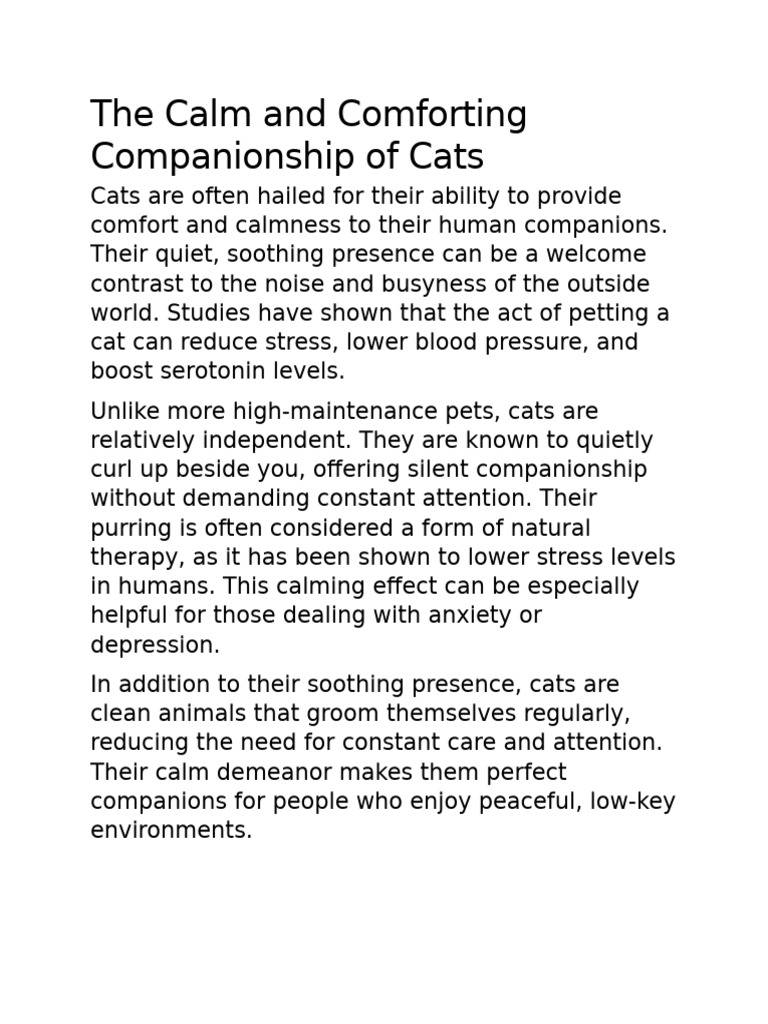 The Calm and Comforting Companionship of Cats | PDF