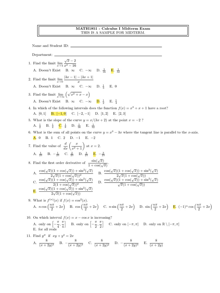 midterm_examplecalmal1 | PDF | Analytic Geometry | Mathematical Relations