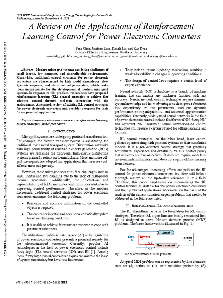 A Review On The Applications of Reinforcement Learning Control For ...