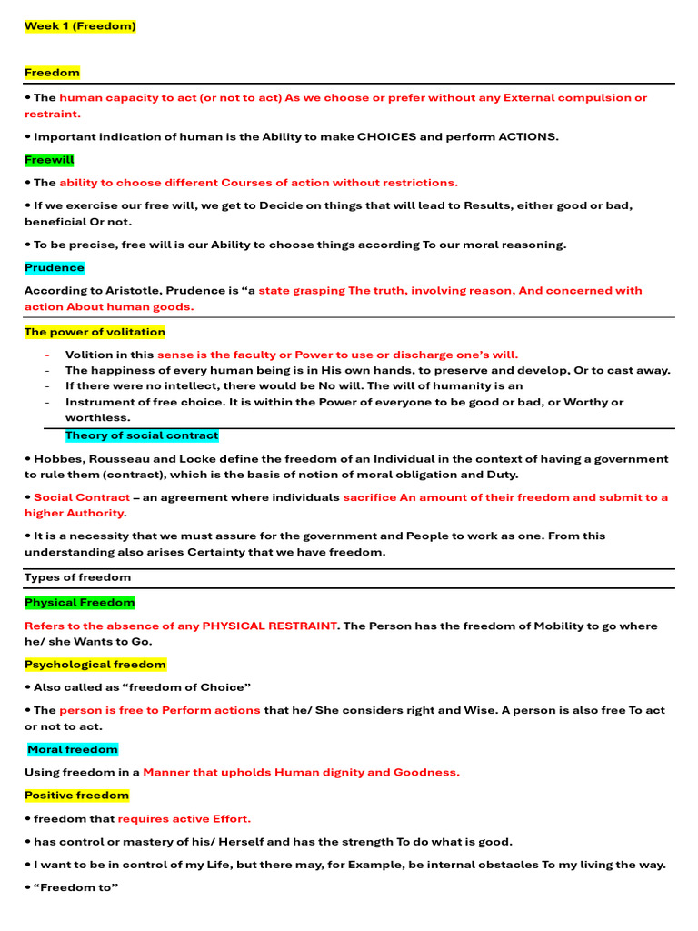 Philo-W1-W2-Q2-reviewer | PDF | Free Will | Empathy